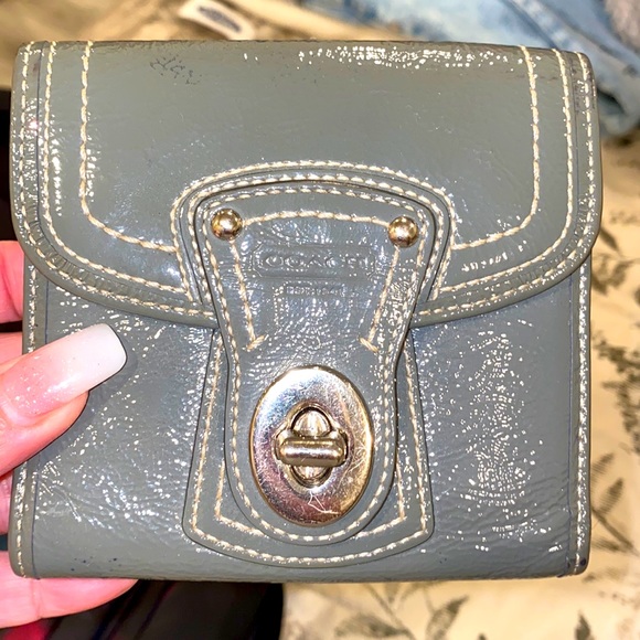 Coach | Bags | Coach Grey Wallet With Pink Interior | Poshmark